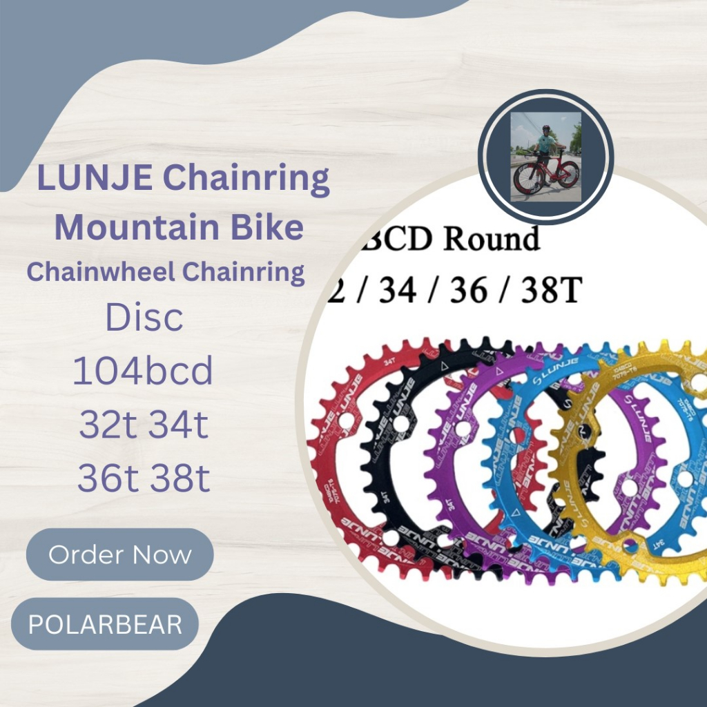 LUNJE Chainring Mountain Bike Chainwheel Chainring Disc 104bcd 32t 34t ...