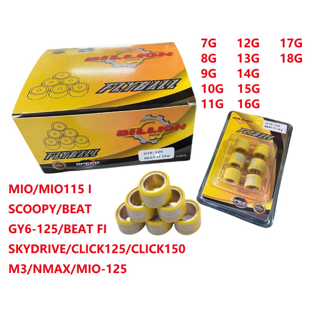 TLJ Motorcycle 6PCS BILLION Racing Flyball Pure Copper MIO/SCOOPY/BEAT ...