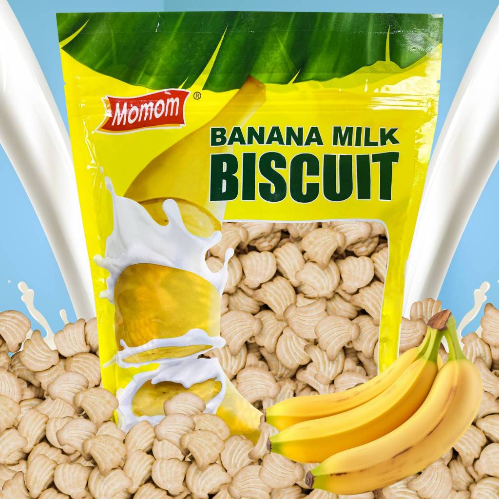 Momom Food 500 Grams Milky Banana Crisp Biscuit Snack Perfect For