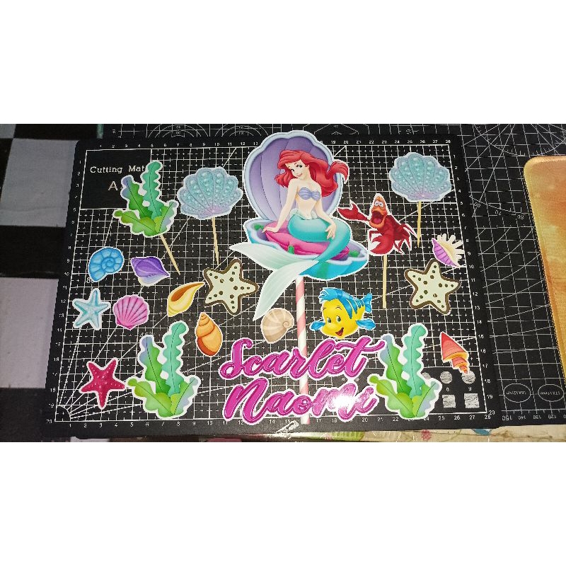 customized photo printed cake topper the little mermaid shells seaweeds ...