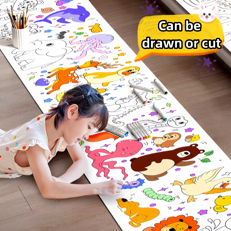 Kids Coloring Paper Roll DIY Drawing Rolls Graffiti Scroll Children ...
