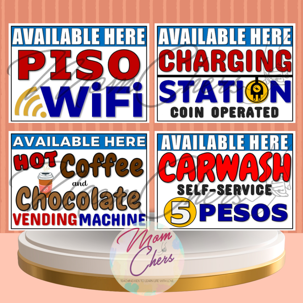 Laminated Signages for Vendo Vending Machine PISO WIFI CARWASH CHARGING ...
