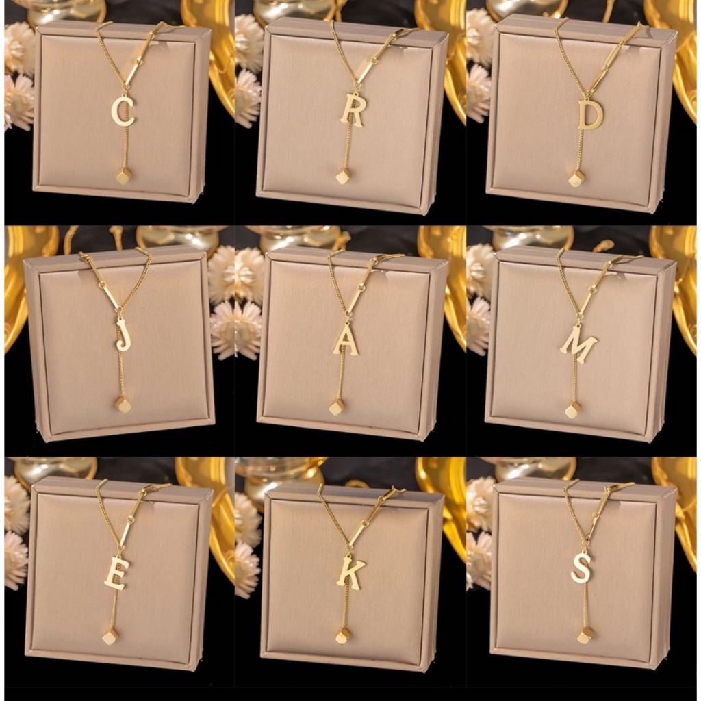 fashion jewelry letters A to Z necklace 24k bangkok gold | Shopee ...