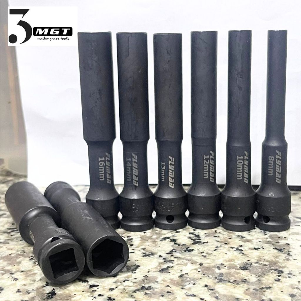 Flyman Heavy-duty Long Deep Socket 1/2 Drive 6 Points Size: 8mm 10mm ...