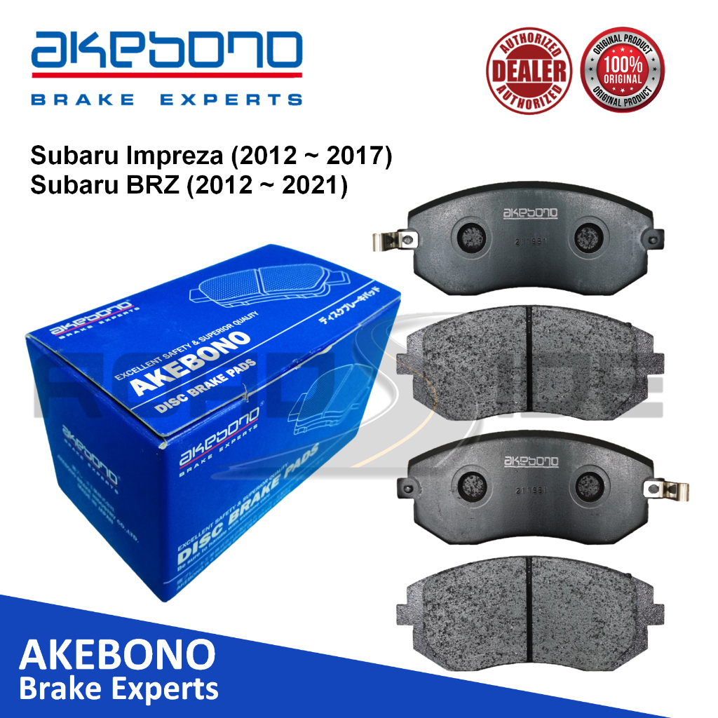 Akebono Front Brake Pads for Subaru Impreza (2012 - 2017) and Subaru ...