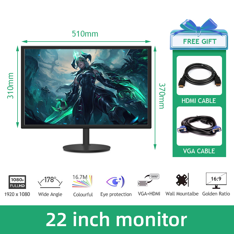 ICON Monitor 17/19/22/24/27 Inch LED Rimless HDMI VGA Brand New ...