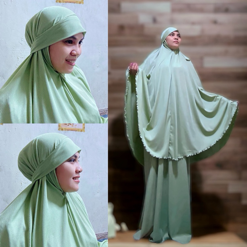 NH 2x1 Knitted Fabric Jilbab Design of Mukna Set Prayer Mukna Soft ...
