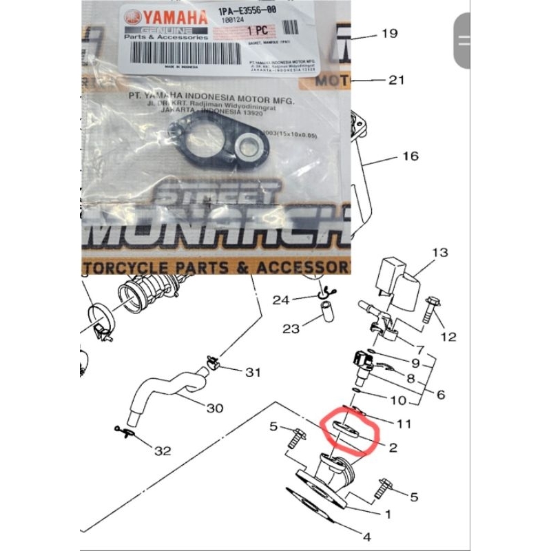 GENUINE MANIFOLD GASKET INJECTOR FOR YAMAHA SNIPER 150 V1 V2 / YGP ...