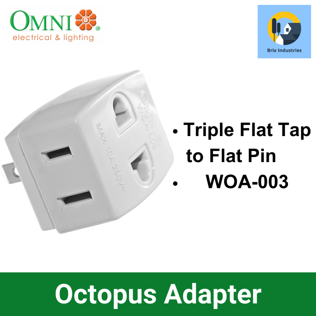 Omni Octopus Adapter Triple Flat Tap to Flat Pin 10A 250V~ #WOA-003 ...