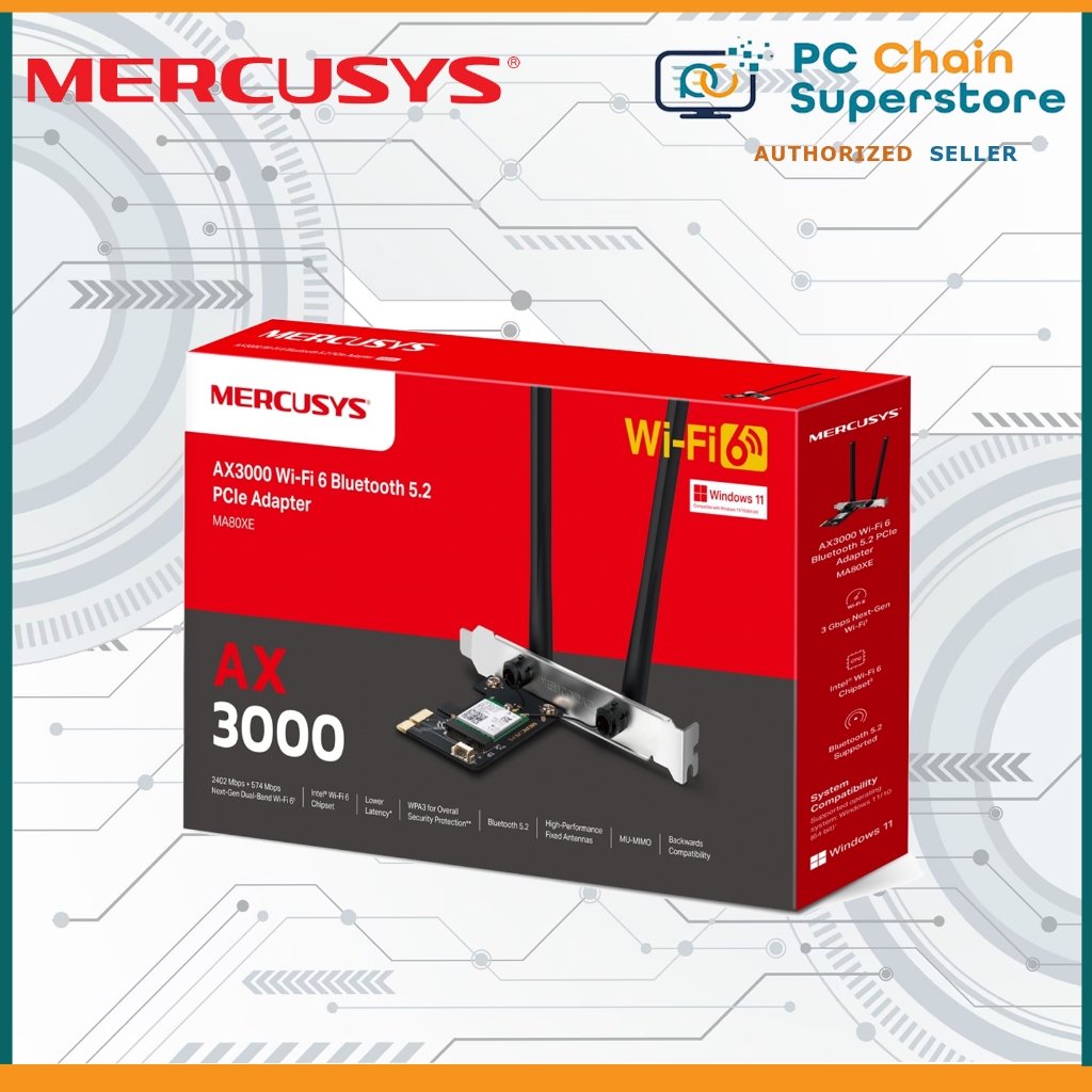 Mercusys MA80XE AX3000 WiFi 6 Bluetooth 5.2 PCIe Adapter | Shopee ...