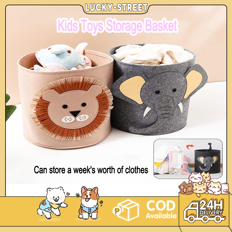 Kids Toys Storage Baskets,Cute Cartoon Felt Foldable Toy Sundry Storage ...