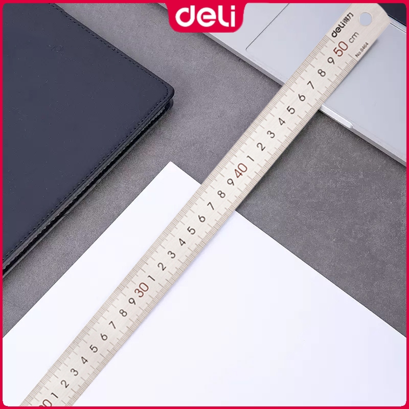 Deli 50cm Stainless Steel Ruler 20inch Straight Ruler Measuring Tool ...