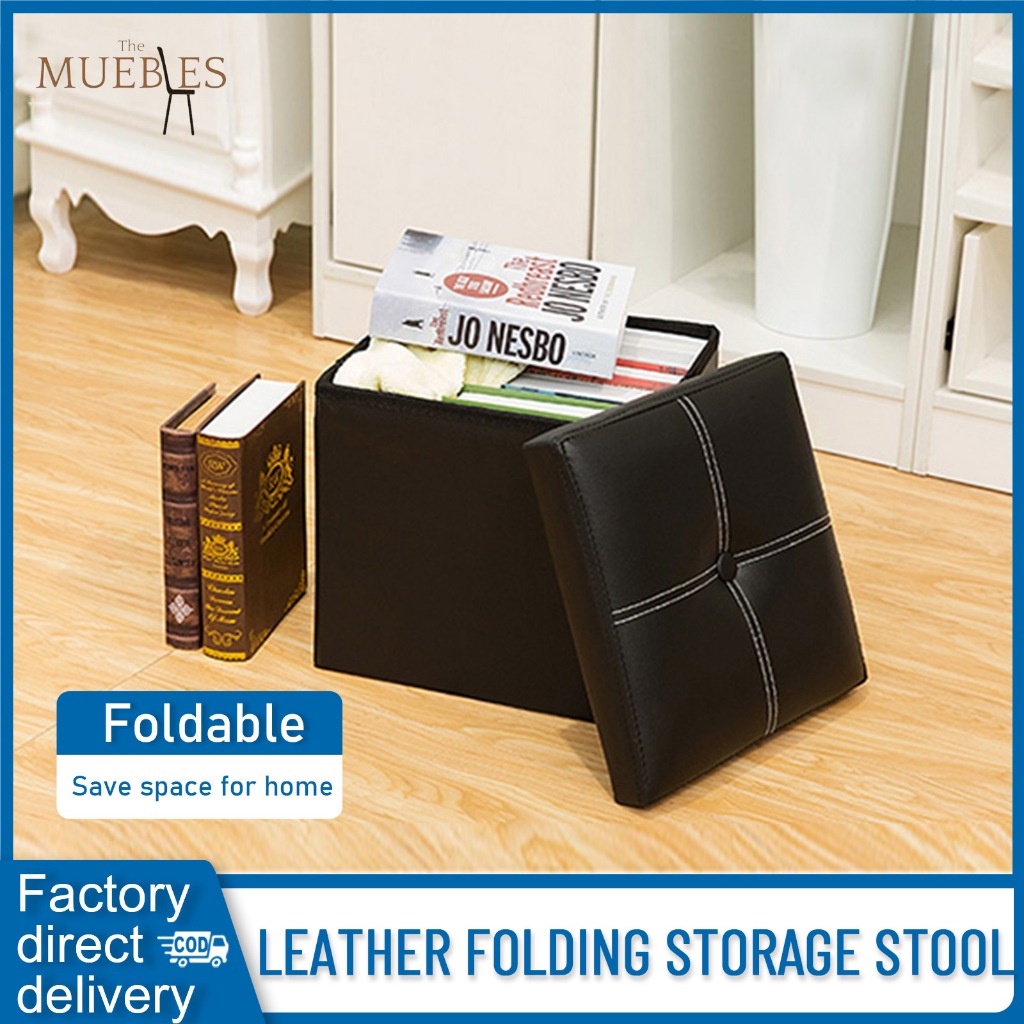 Chair Folding Storage Box Stool Sofa Footstool Seat Stool Leather ...