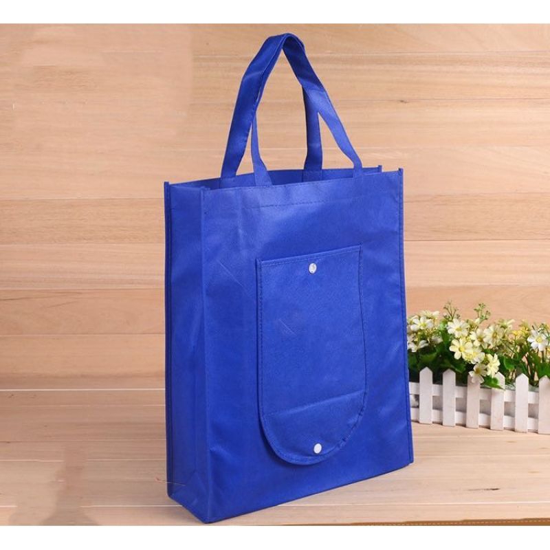 1 button foldable eco bag plain vertical reusable hand bag non-woven ...