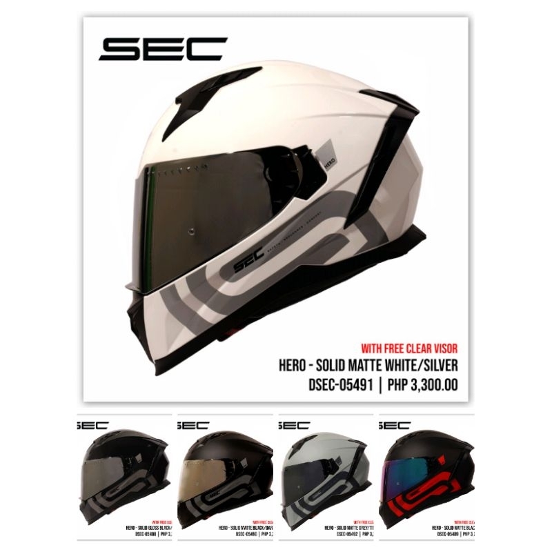 SEC Helmet - Hero fullface dual visor Free lens and balaclava | Shopee ...