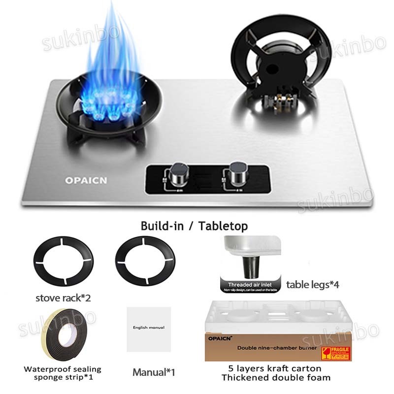 9KW Gas Stove Two Burner Gas Stove Double Standard Double Standard ...