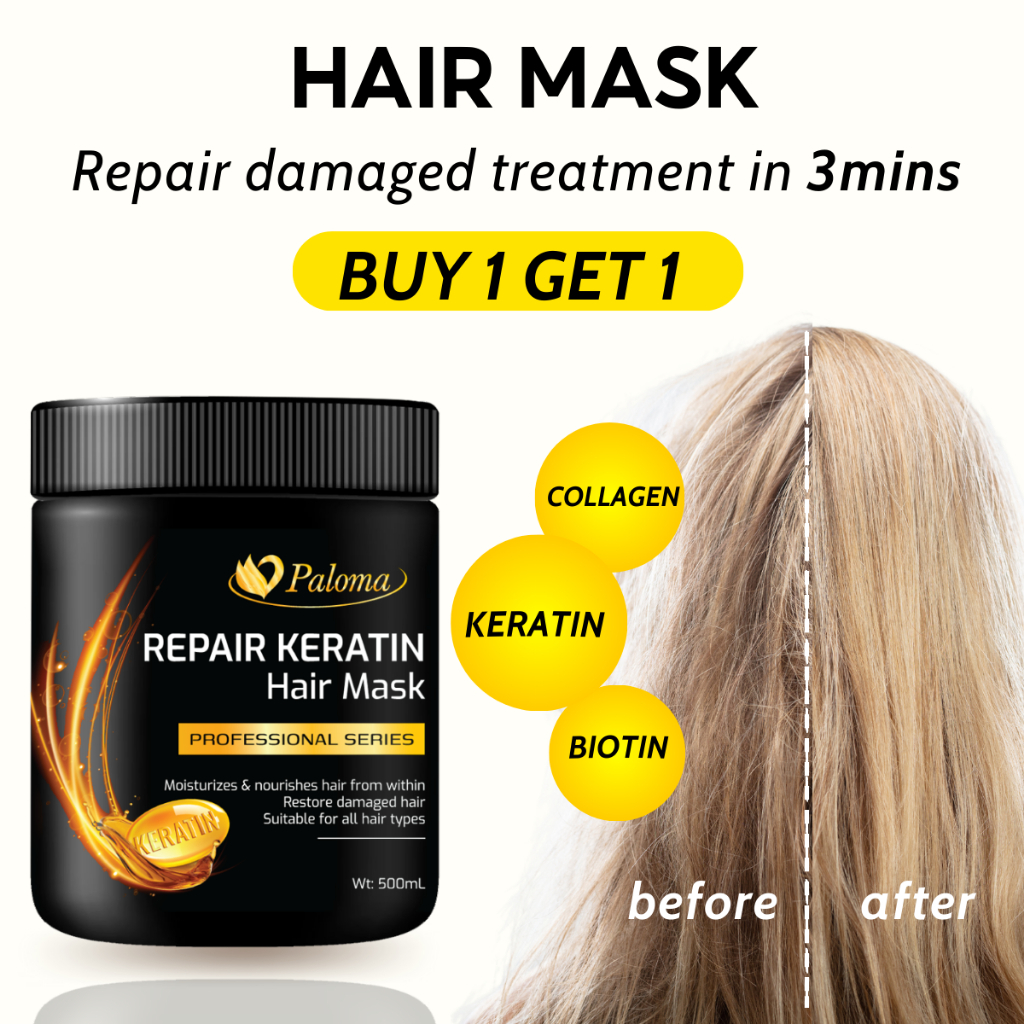 PALOMA Hair Mask Keratin Collagen, Hair Mask Treatment Repair Damage ...