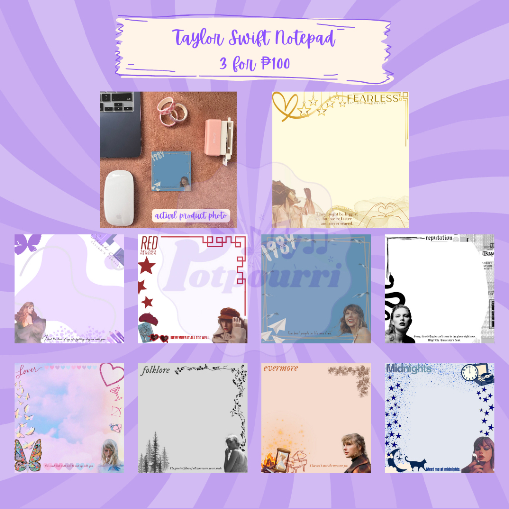 POTPOURRI PH | Taylor Swift Notepads (3pcs) | Shopee Philippines