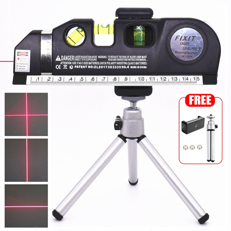 Multifunctional Laser Level Aligner Horizon Vertical Line Measure Tape Ruler Rulers Leveler ...