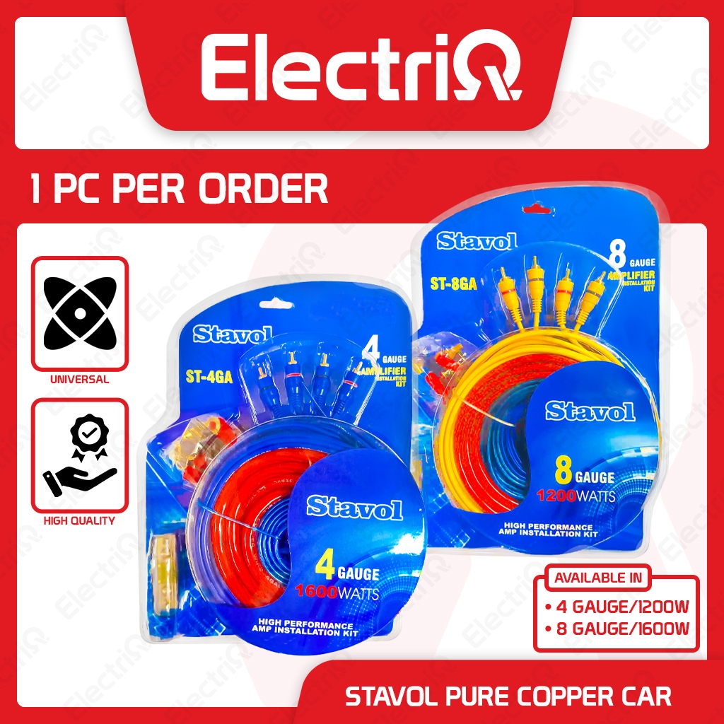 Electriq | Stavol Pure Copper Car Wiring Kit Wire American Standard ...