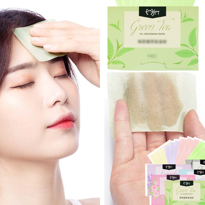 100pcs Oil Paper Face Oil Control Film Paper Powder Natural Green Tea ...