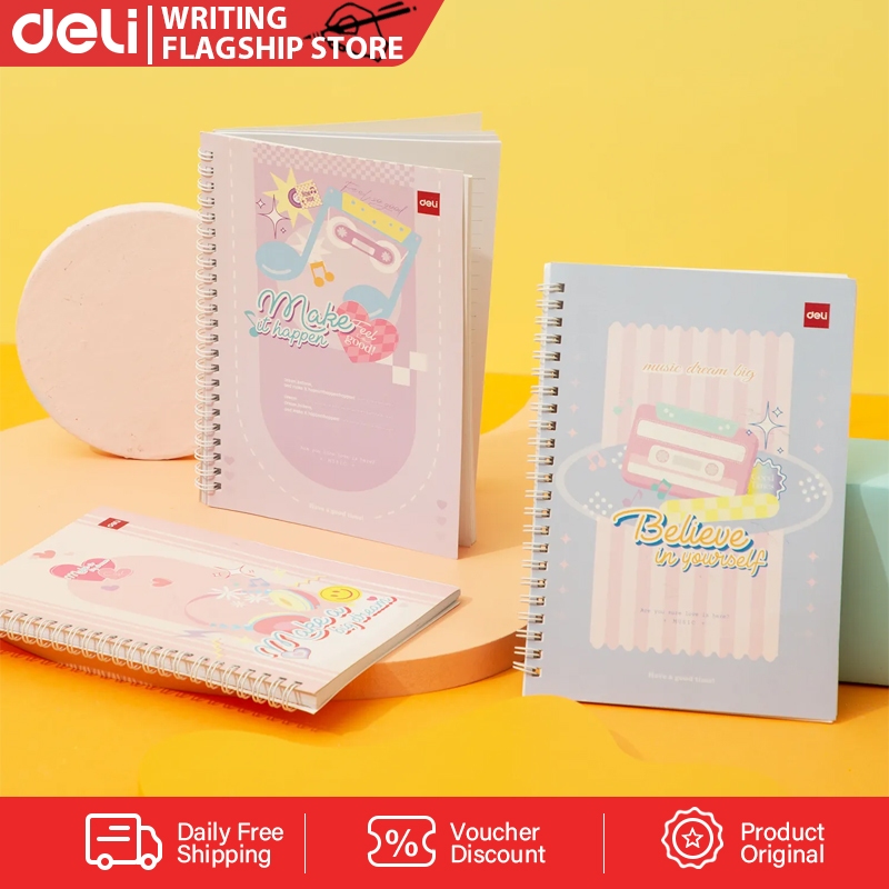 Deli A5 Spiral Notebook 60 Sheets Student Diary Book Lined Notebook ...