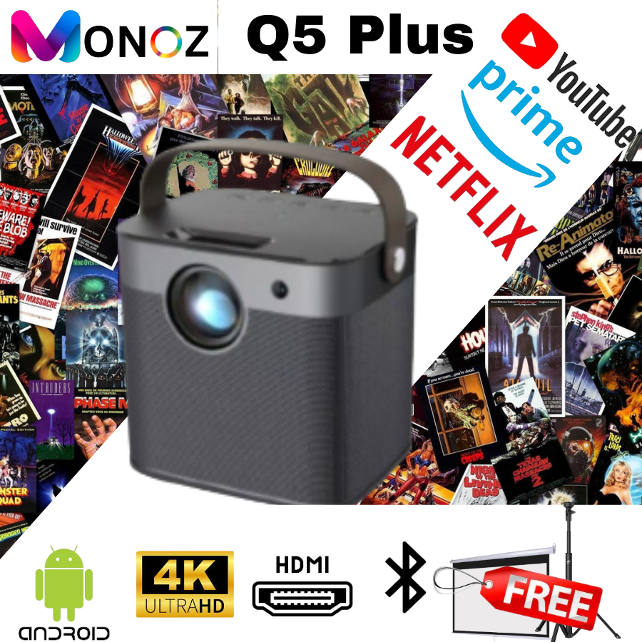 NEW MODEL MONOZ Projector Q5 Pro Portable Android TV Projector Harman ...