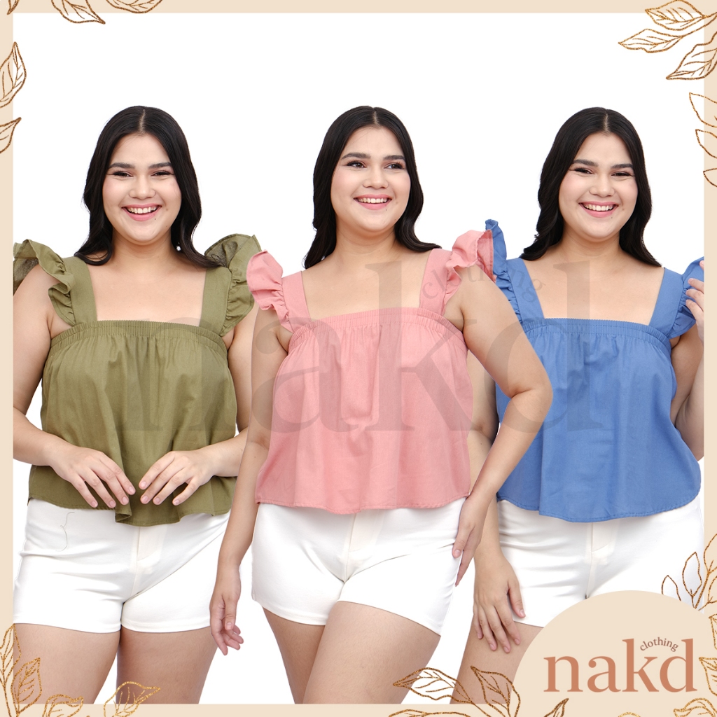 NAKD FASHION PLUS SIZE ABBY RUFFLE SLEEVES SEXY SUMMER COTTON LINEN ...