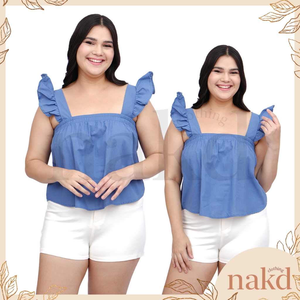 NAKD FASHION PLUS SIZE ABBY RUFFLE SLEEVES SEXY SUMMER COTTON LINEN ...