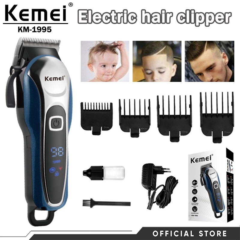 Kemei Razor Hair Cut Rechargeable Hair Clipper Cordless LCD Monitor ...
