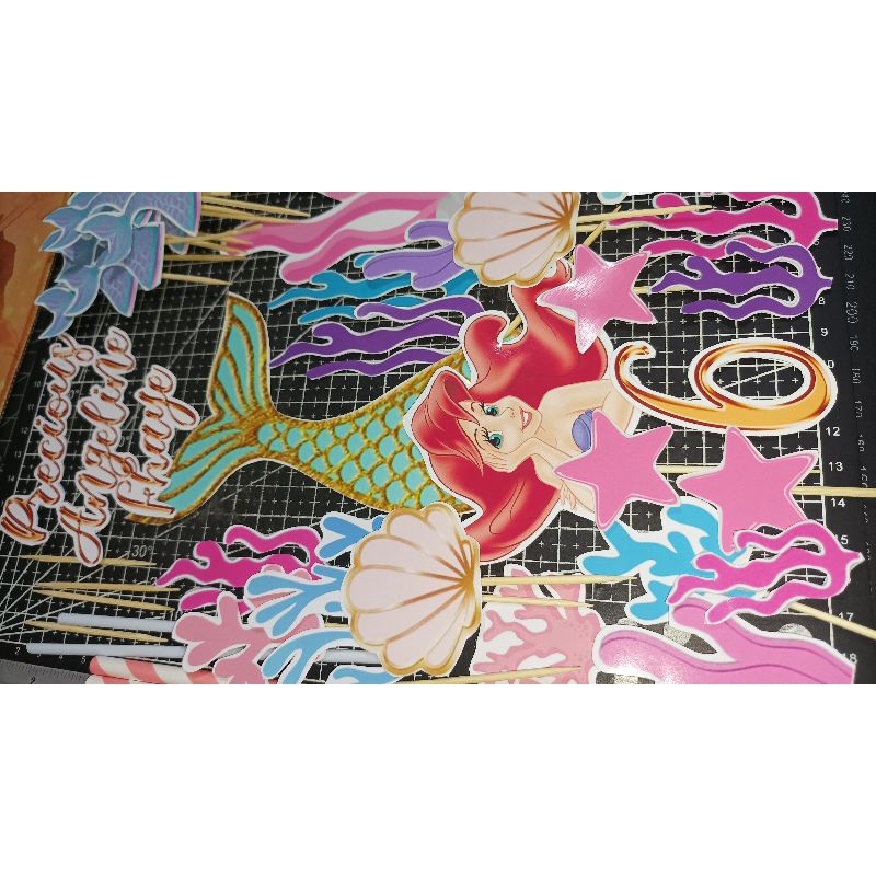 customized cake toppers mermaid Ariel seaweed shells and stars themed ...