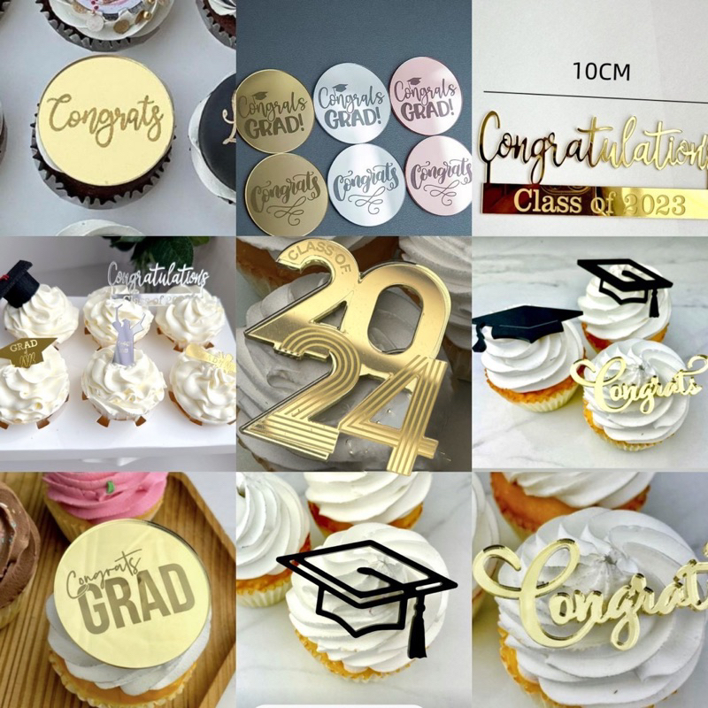 Mini Graduation Topper Mini Acrylic Topper Congrats Topper Cupcake Topper Cake Topper | Shopee ...