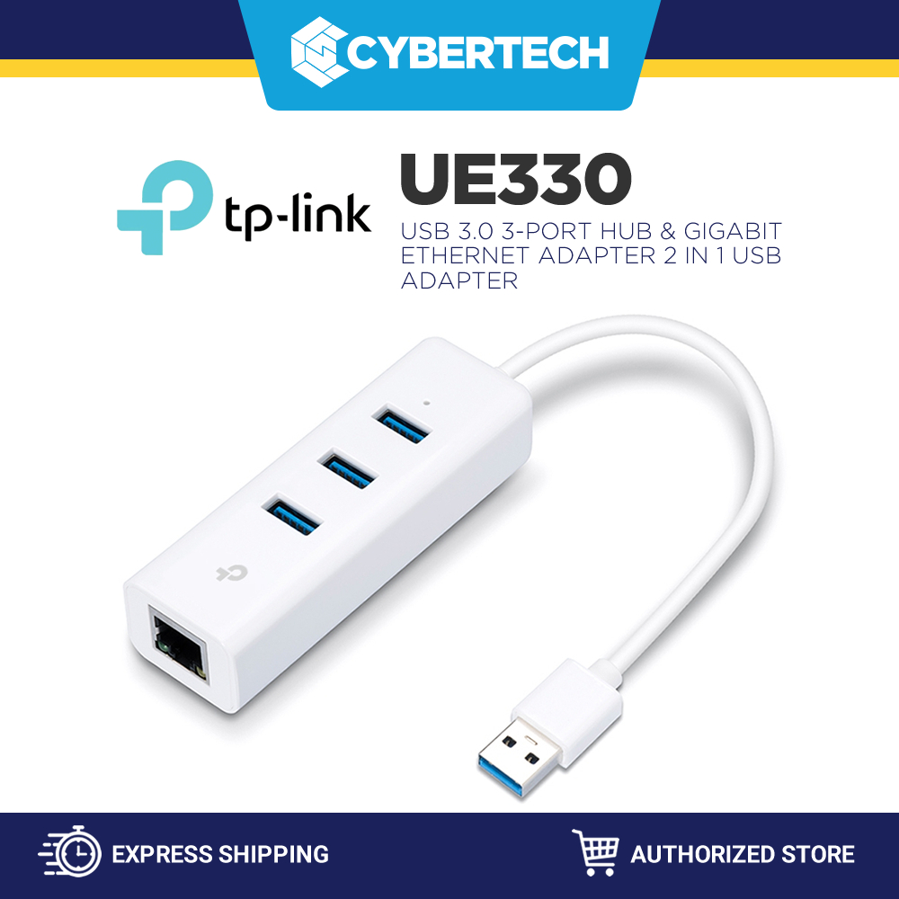 Cybertech TP-Link UE330 USB 3.0 3-Port Hub & Gigabit Ethernet Adapter 2 in 1 USB Adapter ...