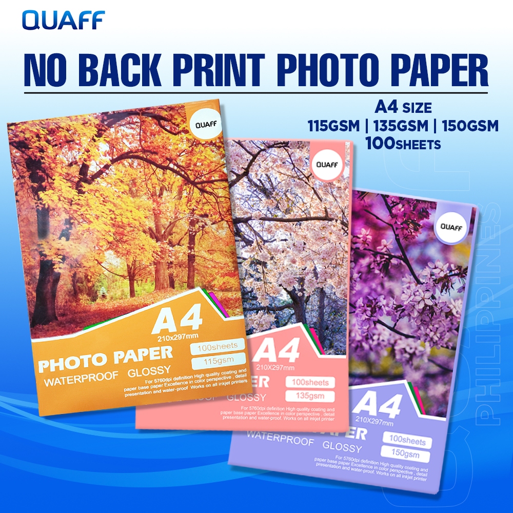 QUAFF No Back Print Glossy Inkjet Photo Paper A4 Size 115gsm/135gsm ...