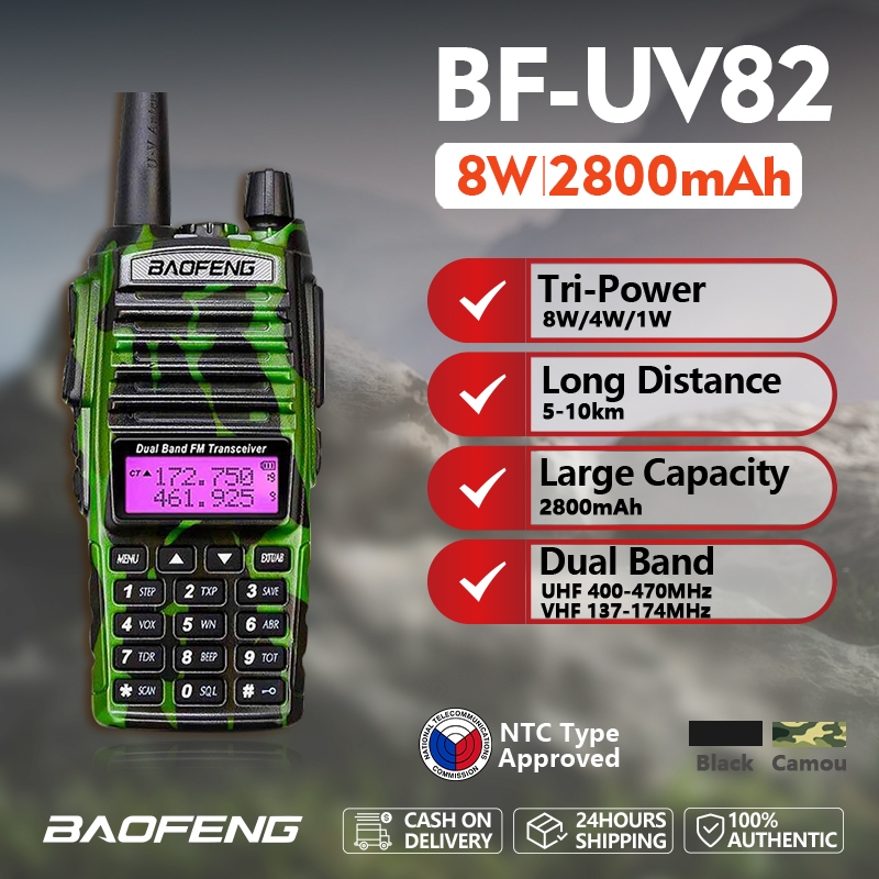 Baofeng UV-82 Walkie Talkie 8W High Power Dual Band VHF/UHF Ham Radio FM Two Way 10km Long Range ...