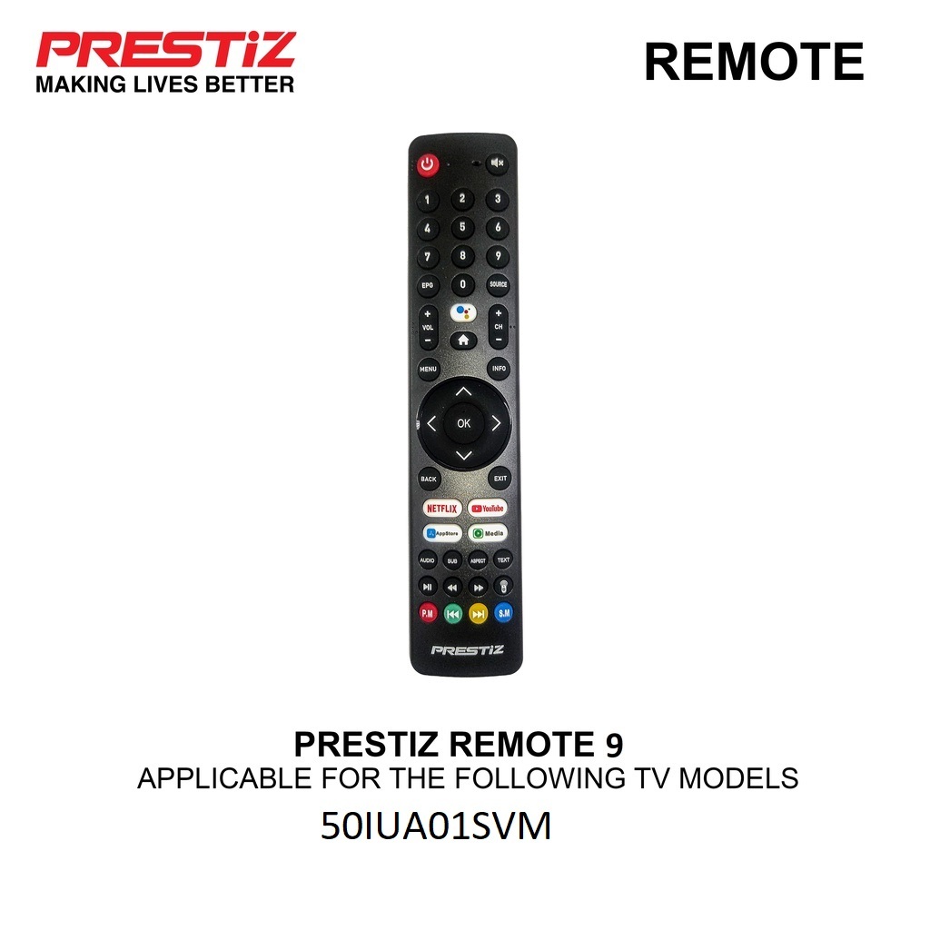 PRESTIZ Remote 50" Android 11 Smart TV With Air Mouse, Voice Control ...