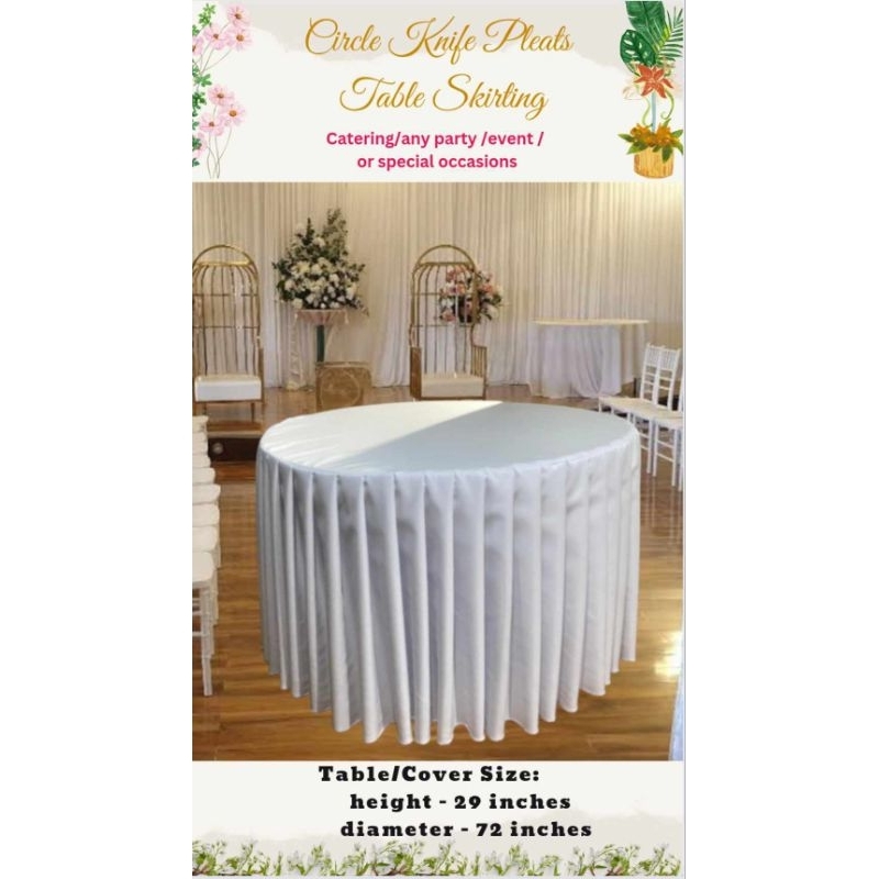 CIRCLE KNIFE PLEATS TABLE SKIRTING TABLE GEANA,CATERING/ANY PARTY/EVENT ...