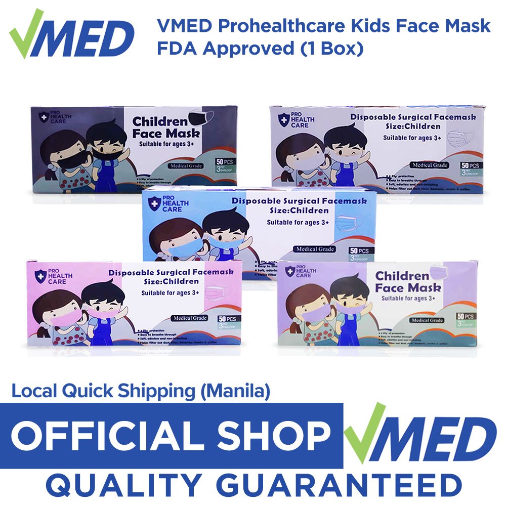 VMED Prohealthcare Kids Children's Face Mask Fda Approved (Different ...