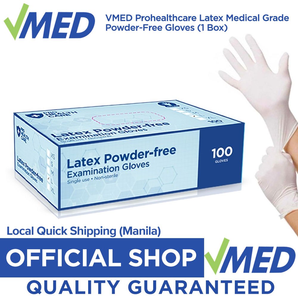 VMED Prohealthcare Latex Medical Grade Powder Free Examination Gloves ...