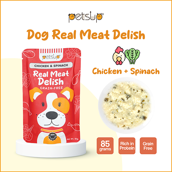 Petsup Dog Wet Food Real Meat Delish 85g High Protein Chicken Spinach ...