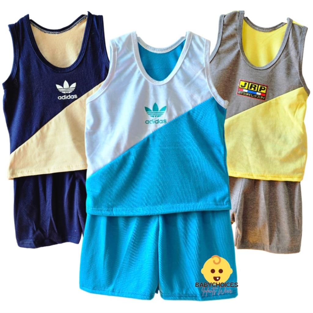 6pcs/3pair Terno Sando & Short Colored Mix For Boy Cotton 1-2yo ...
