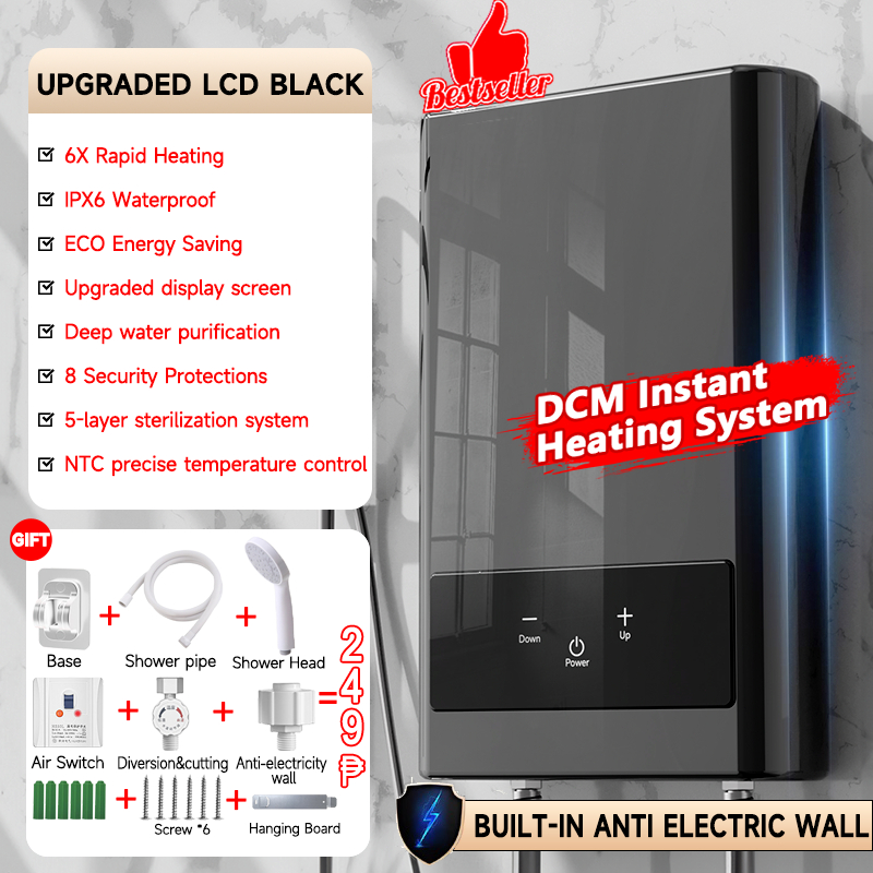 Yowxii Modern LCD Water Heater Shower Inverter Electric Hot And Cold ...