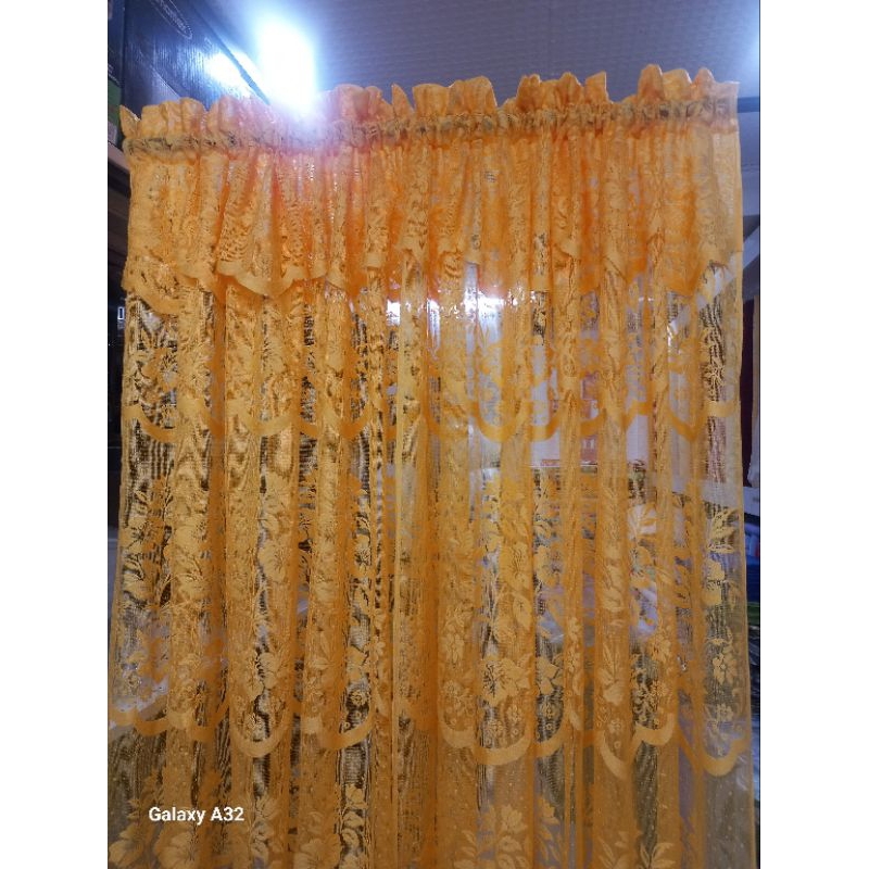 single lace curtain standard size width60inx75inLength | Shopee Philippines