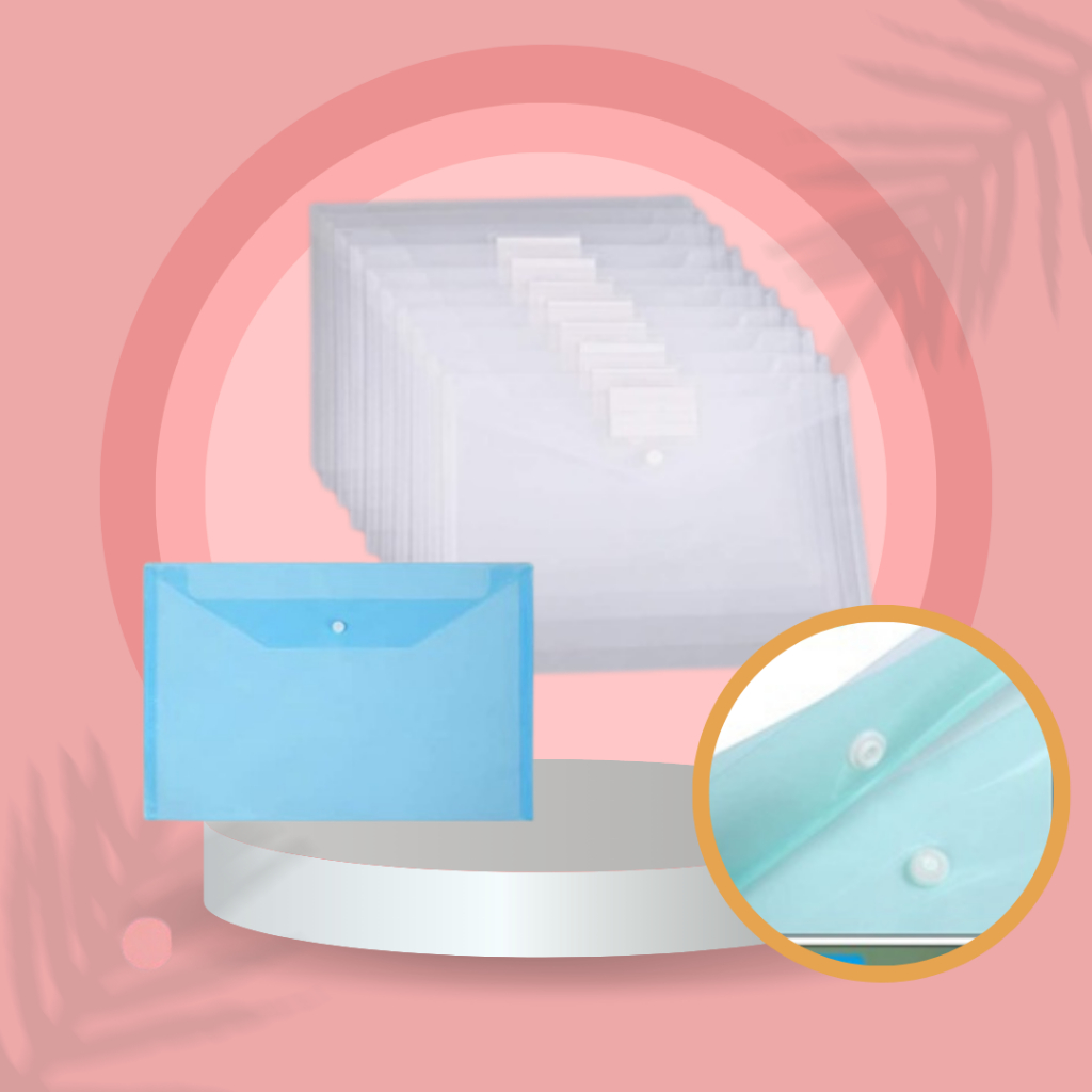 Plastic File Envelope Documents Folder with Label Pocket and Snap ...