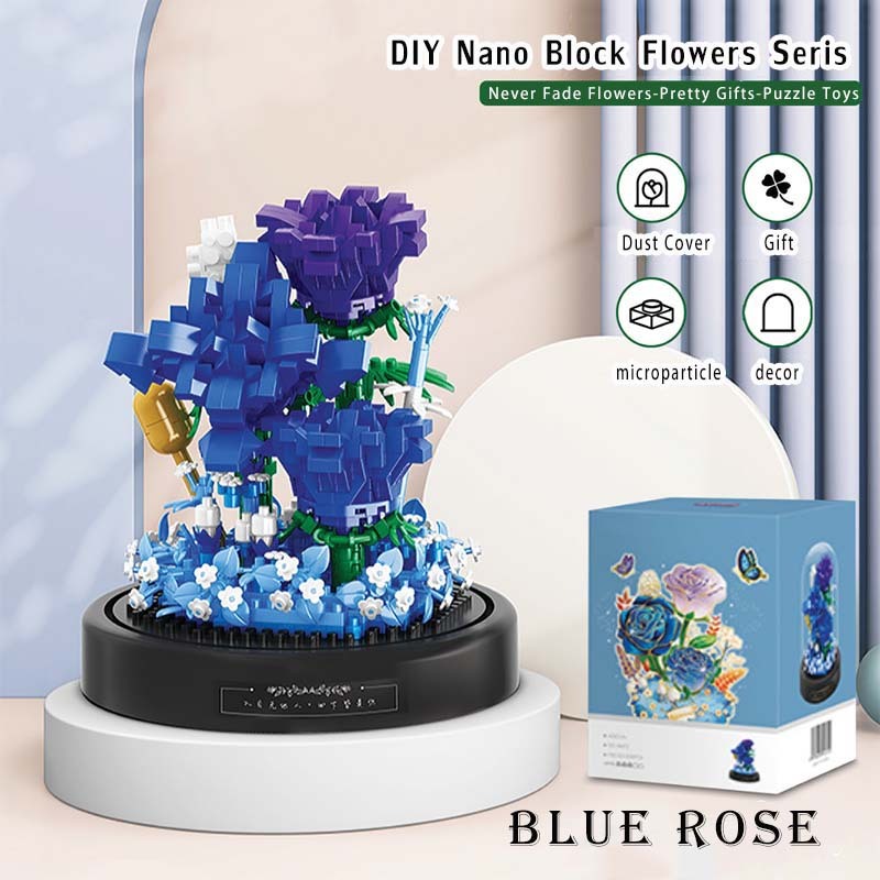 Flowers Set Building Blocks Toys Tulips Rose Sunflower with Glass Cover ...