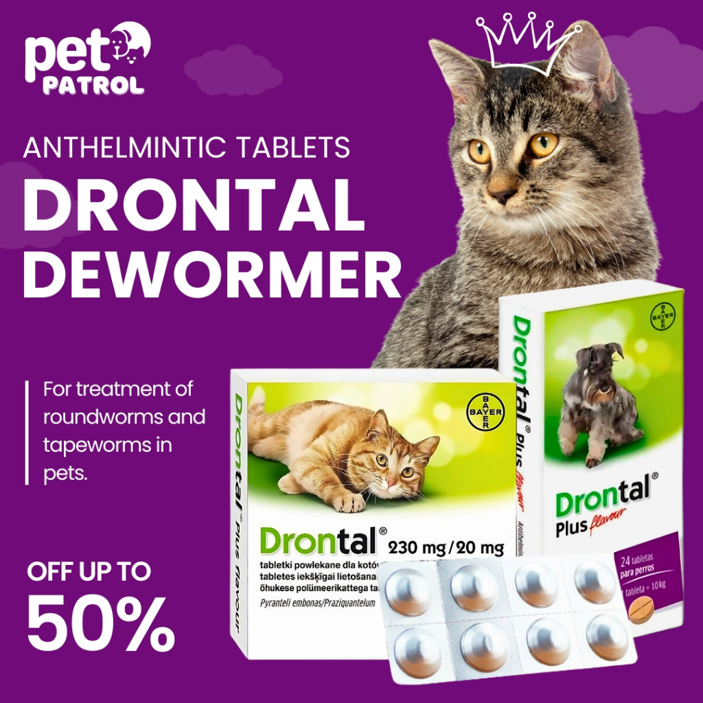 Drontal Plus Tasty Deworming Tablet 1pc Tapeworms Roundworms Hookworms ...