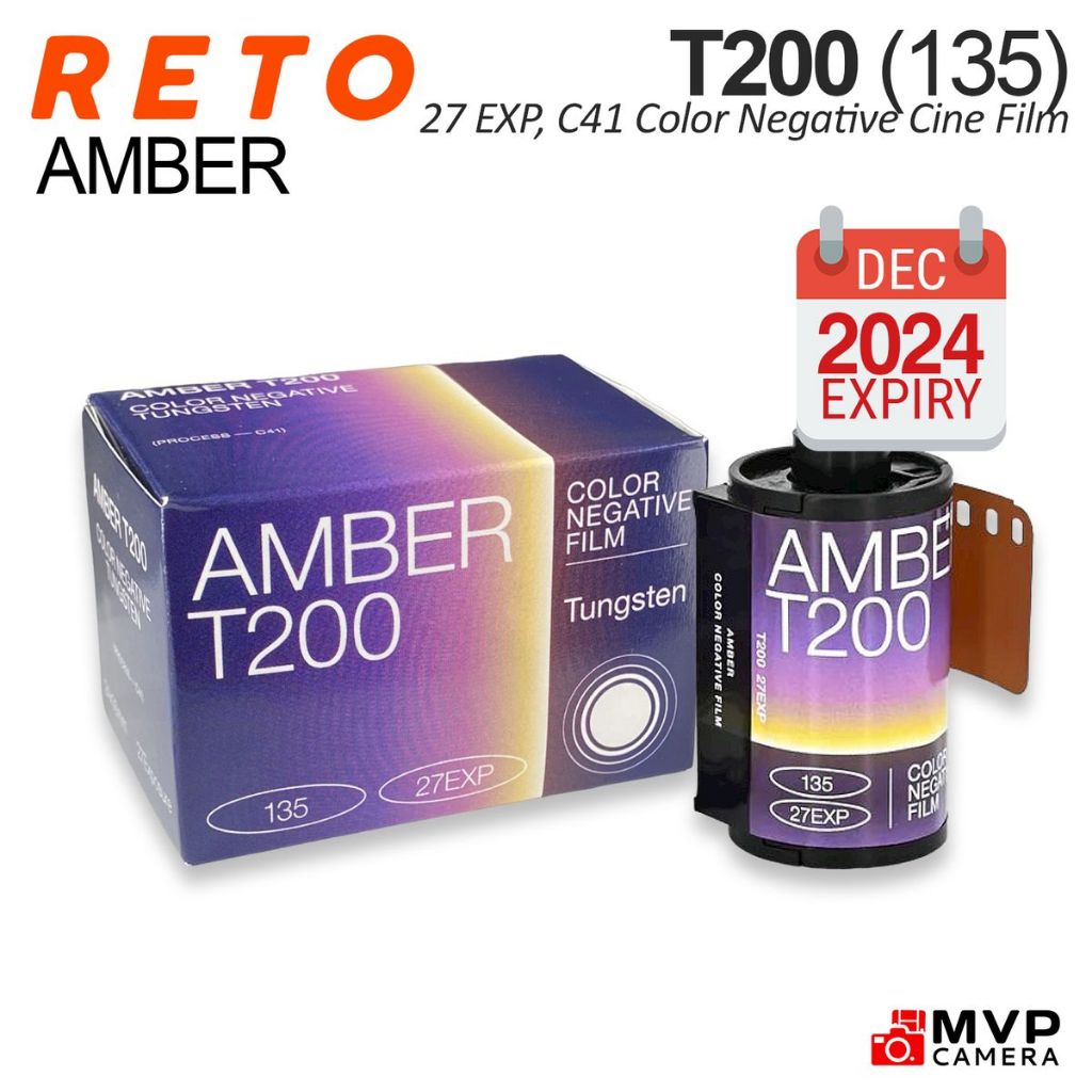 RETO AMBER T200 Tungsten 135 35MM Color Expired Negative Film 27 exposures C41 Process MVP ...