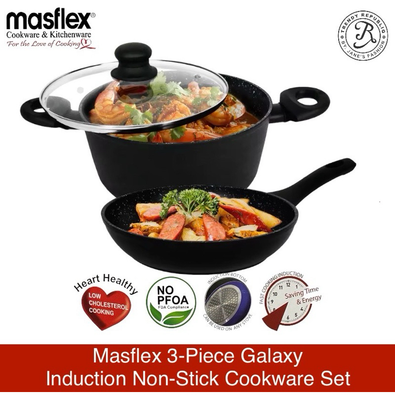 Masflex 3-Piece Galaxy High Quality Induction Non-Stick Cookware Set ...