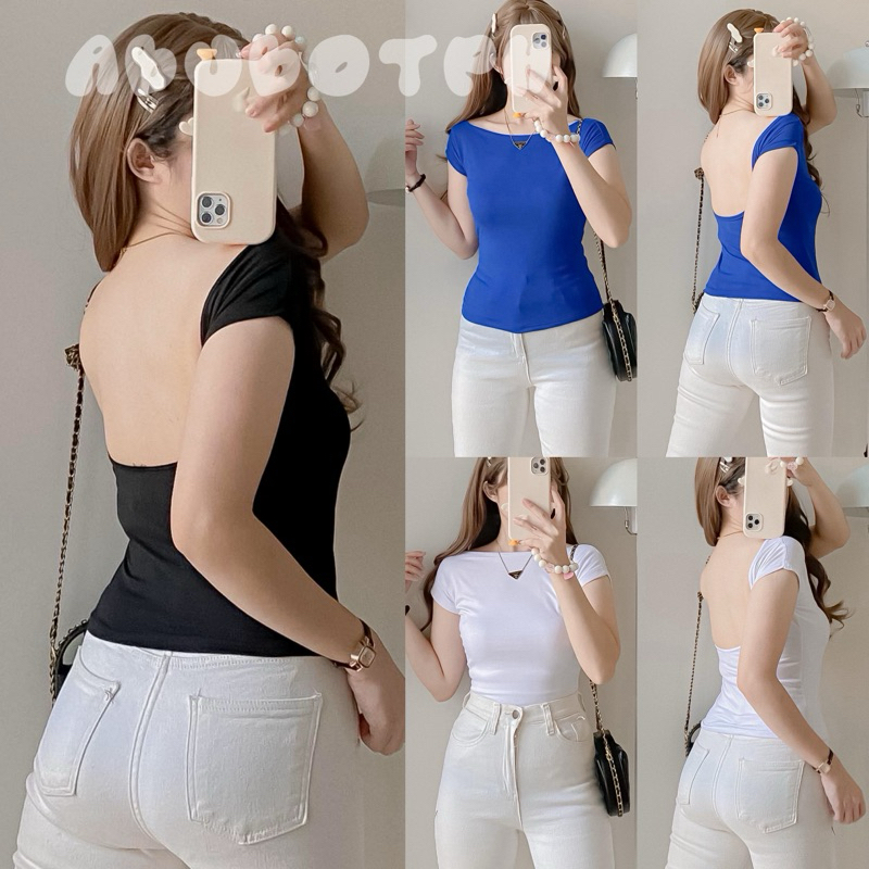 ANGEL BACKLESS Scoopback Double Lining Top | Shopee Philippines
