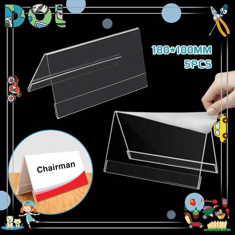 5pcs 180*100mm Acrylic V-Shape Double Sided Transparent Conference Name ...